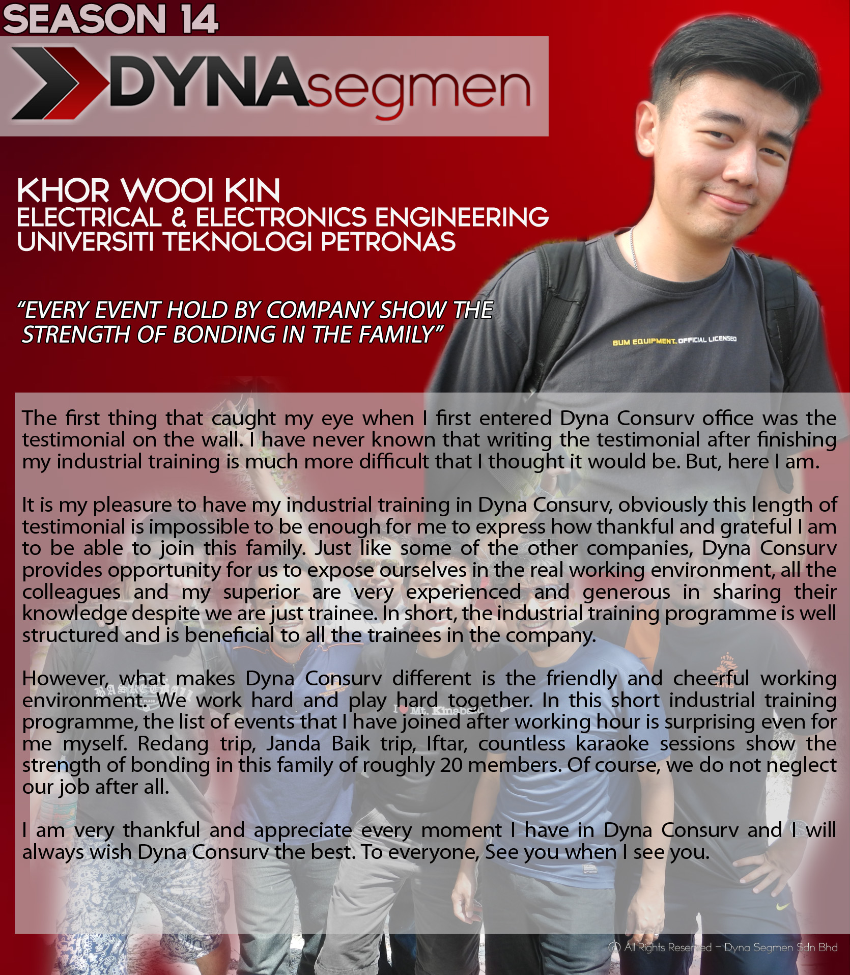 Testimonials | Dyna Segmen Sdn Bhd